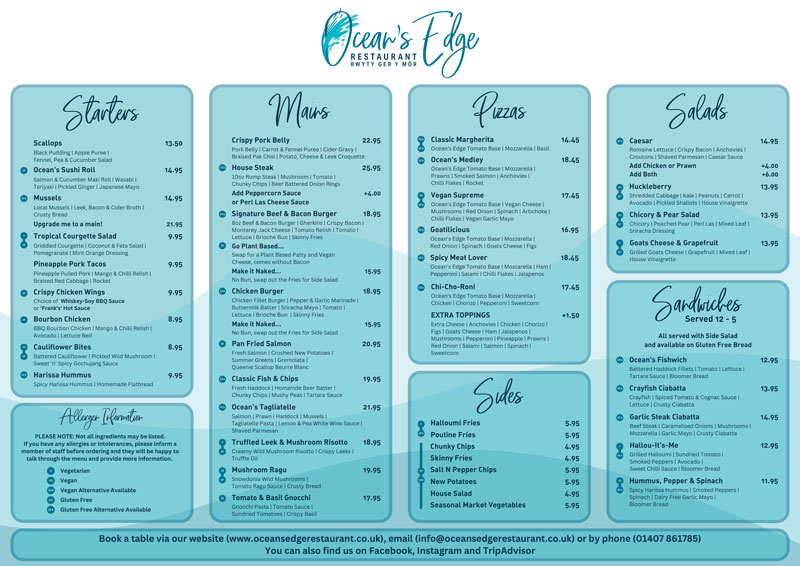 Ocean's Edge Menu
